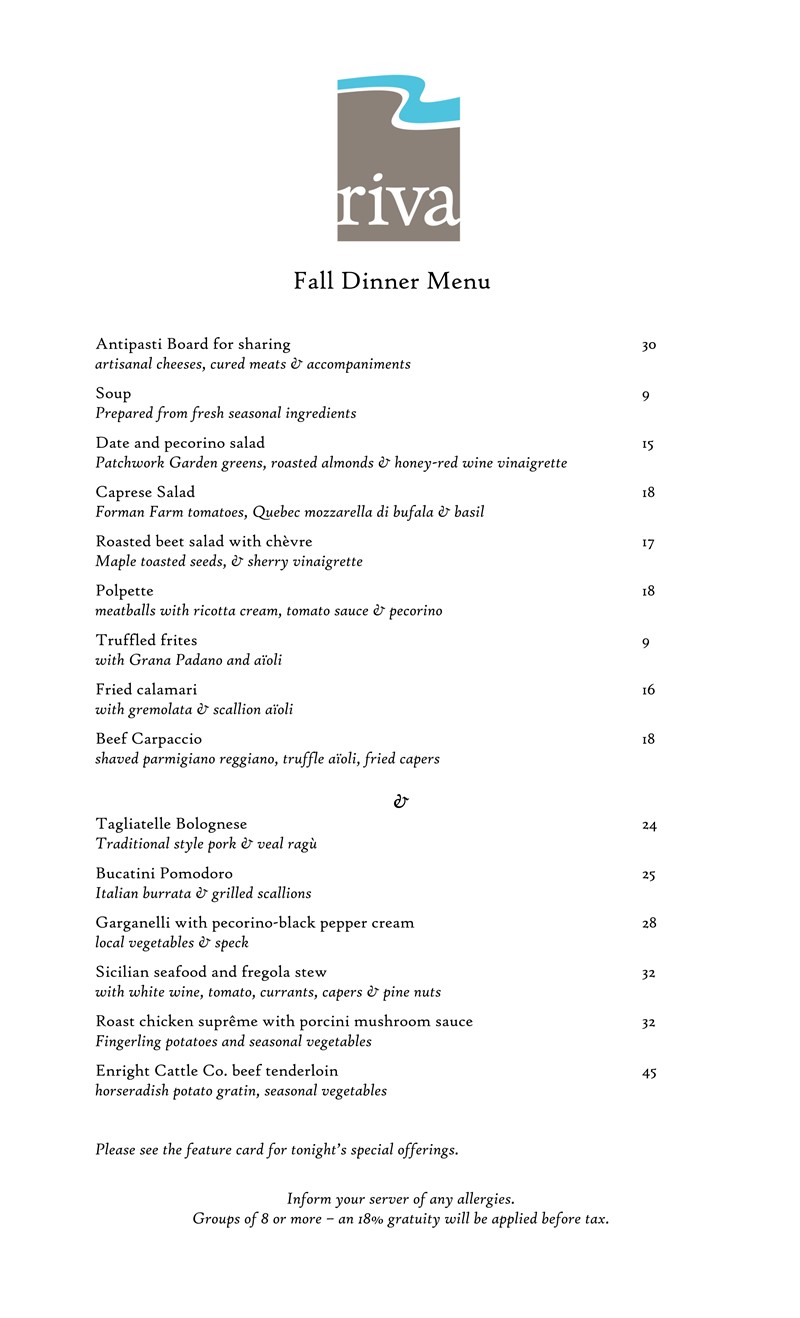 Dinner Menu
