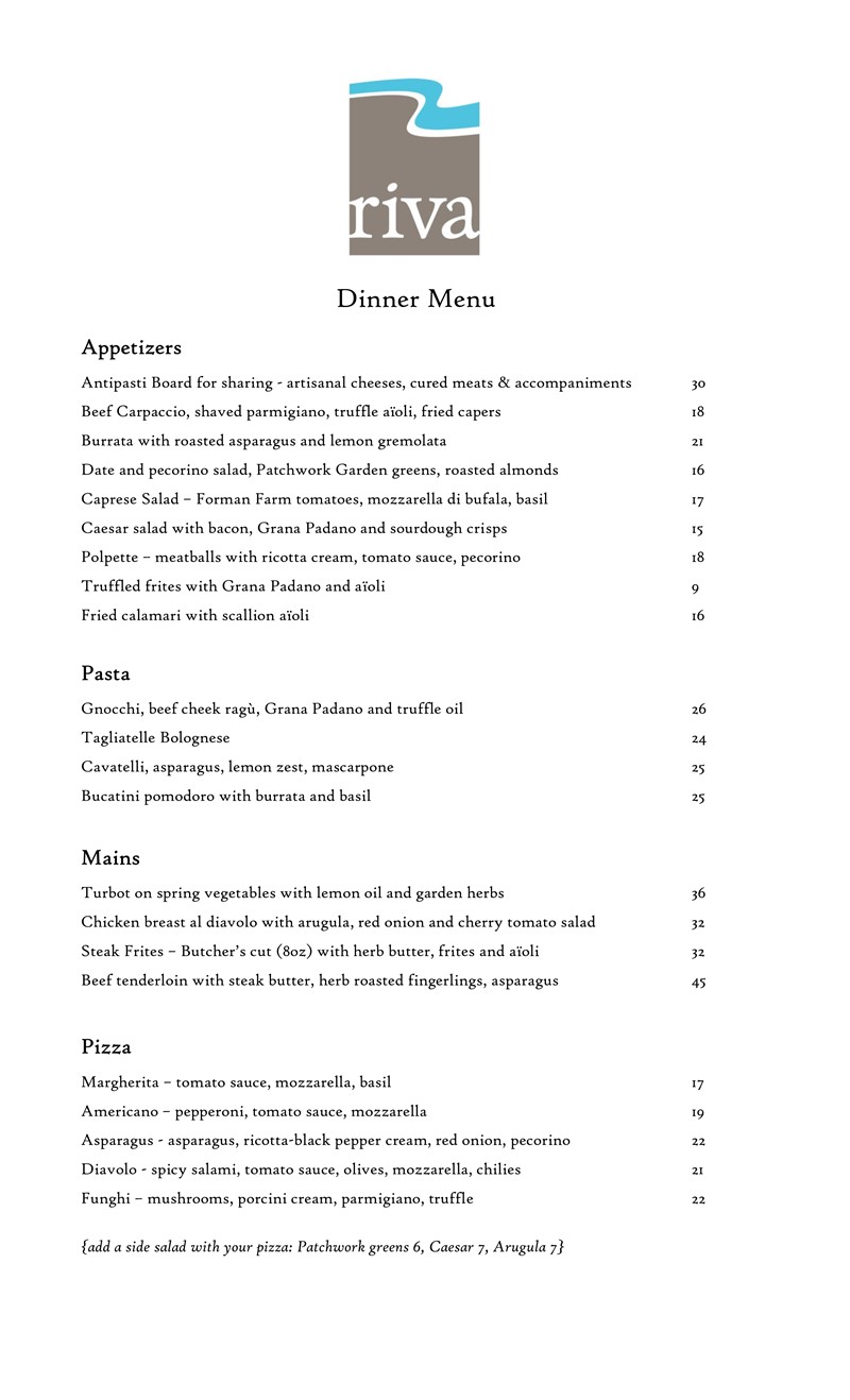 Dinner Menu