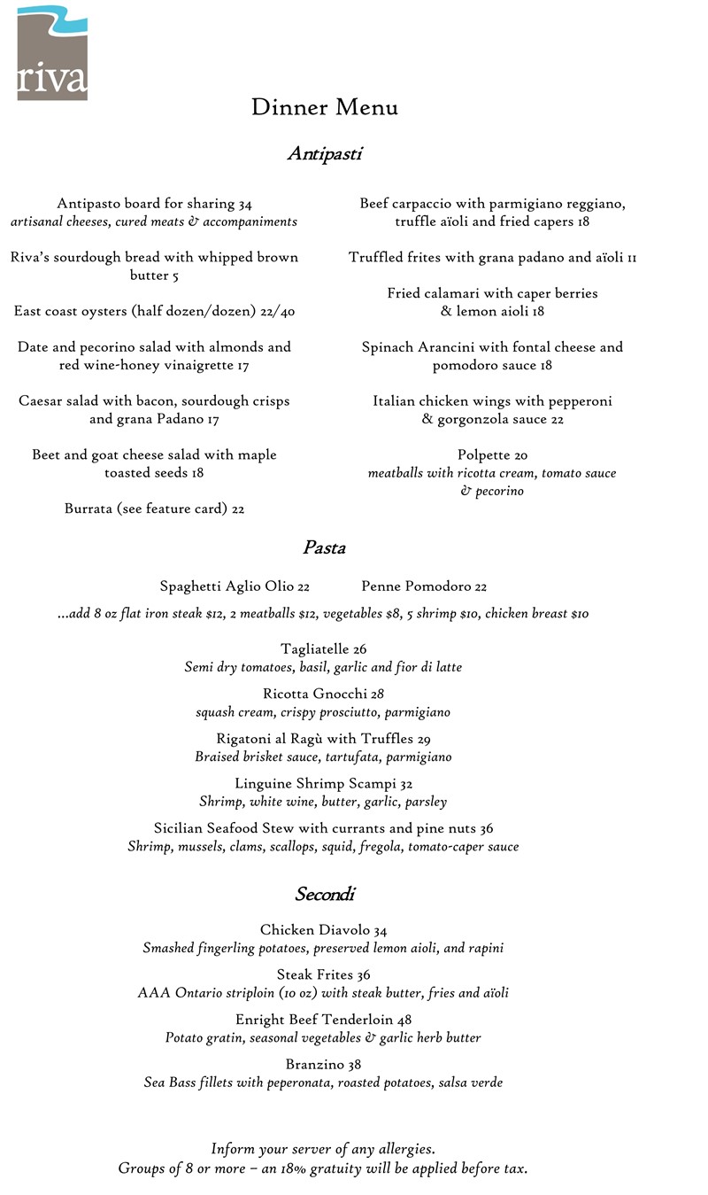 Dinner Menu